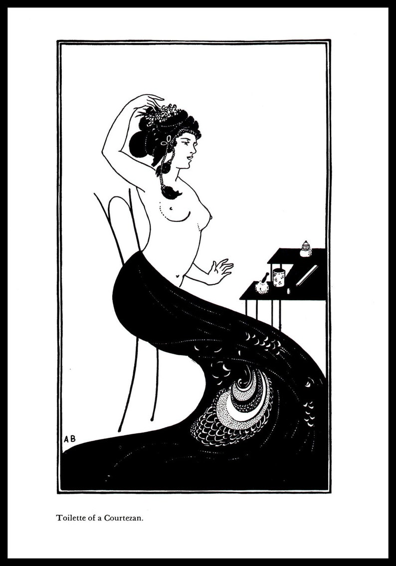 Art Nouveau Print - Aubrey Beardsley Vintage Print, "toilette of A ...