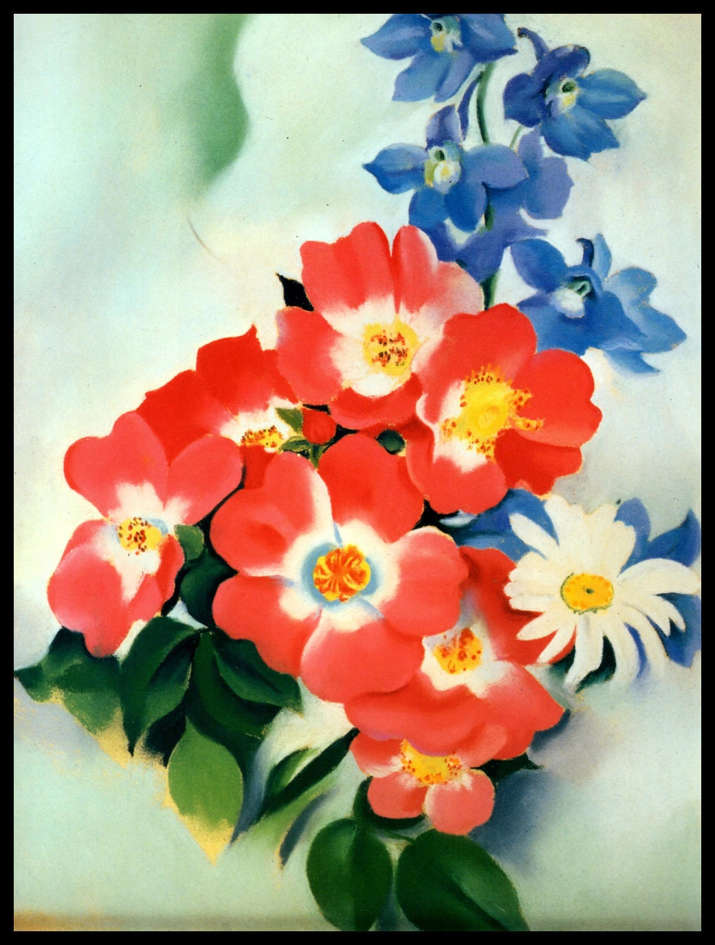 1931 Georgia O'keeffe Print Pink Roses and Larkspur - Etsy