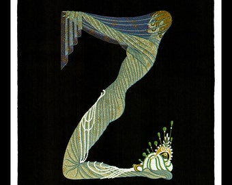 Erte Art Print Alphabet Series H Original | Etsy