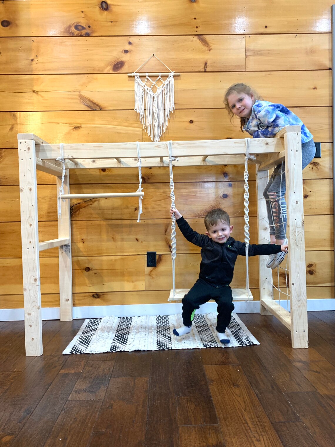 Indoor Swing Set Wood Jungle Gym Wooden Playground Toddler | Etsy