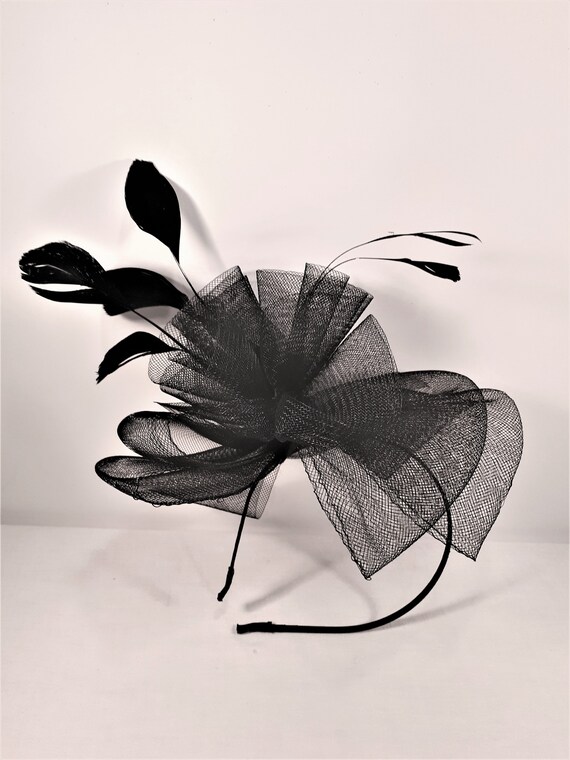 Vintage Fascinator Netted With Feathers Headband 1950… - Gem