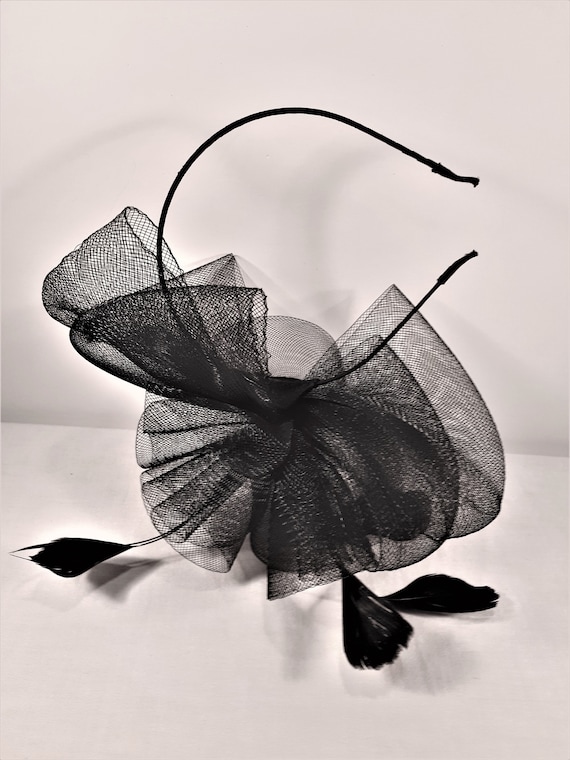 Vintage Fascinator Netted With Feathers Headband 1950… - Gem