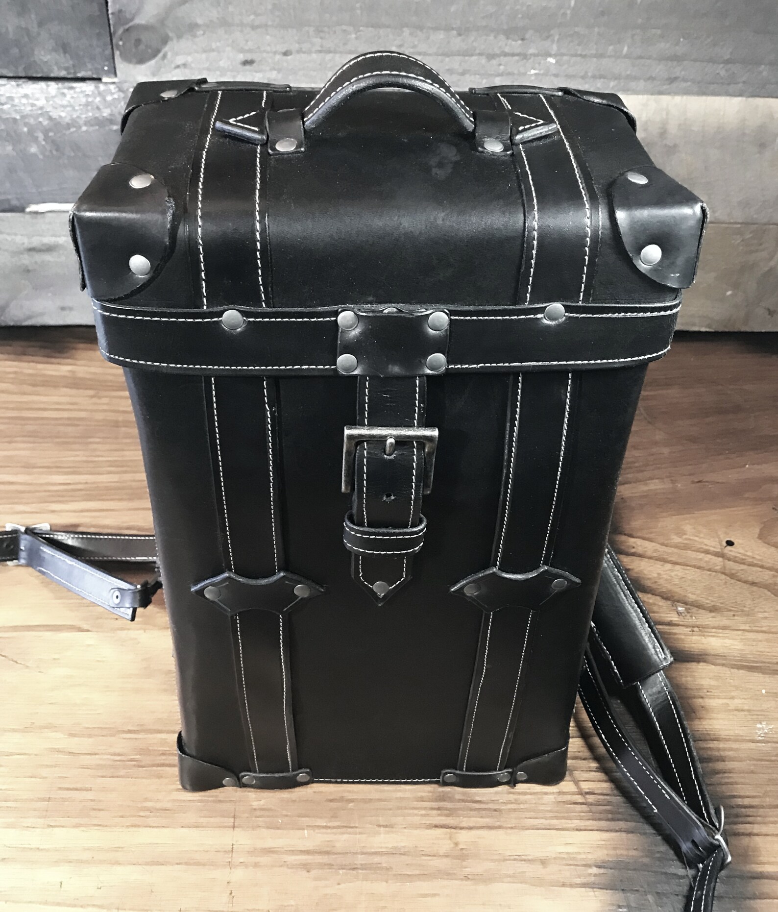 Leather Backpack Black, Steamer Pack, Backpack for Men, 15" Laptop Bag ...