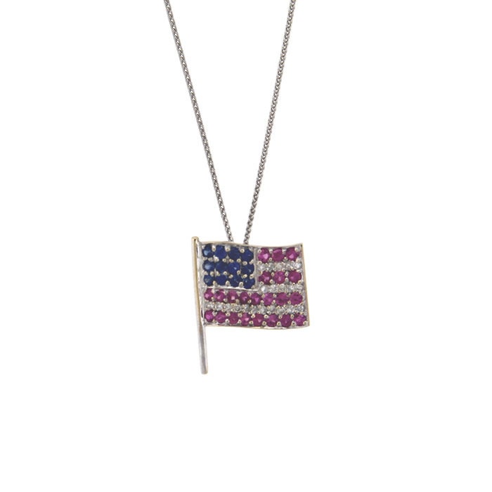 Gemstone American Flag Pin / Pendant Necklace - Etsy