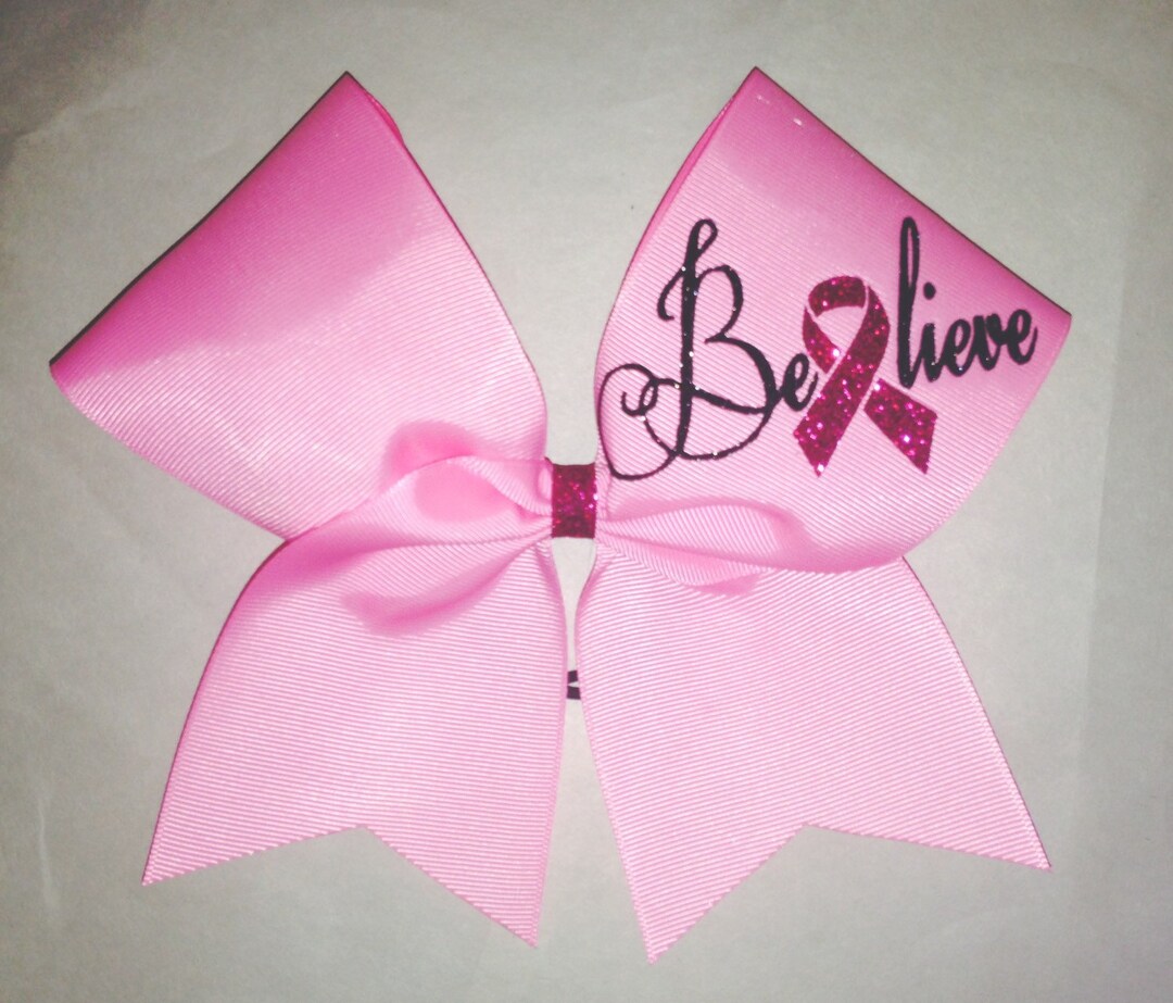Breast Cancer Believe Ribbon 3" Bows - Etsy