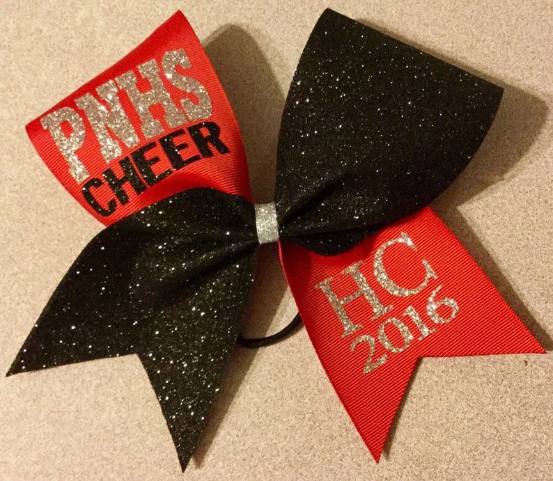 Cheer 2 Color Glitter Custom Logo Bow - Etsy