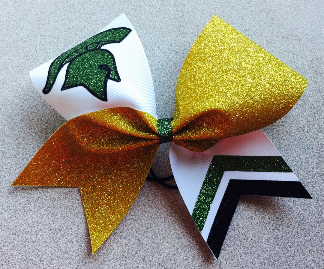 Cheer 2 Color Glitter Custom Logo Bow - Etsy