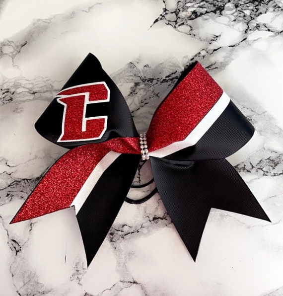 Two color Glitter Mascot bow | Etsy