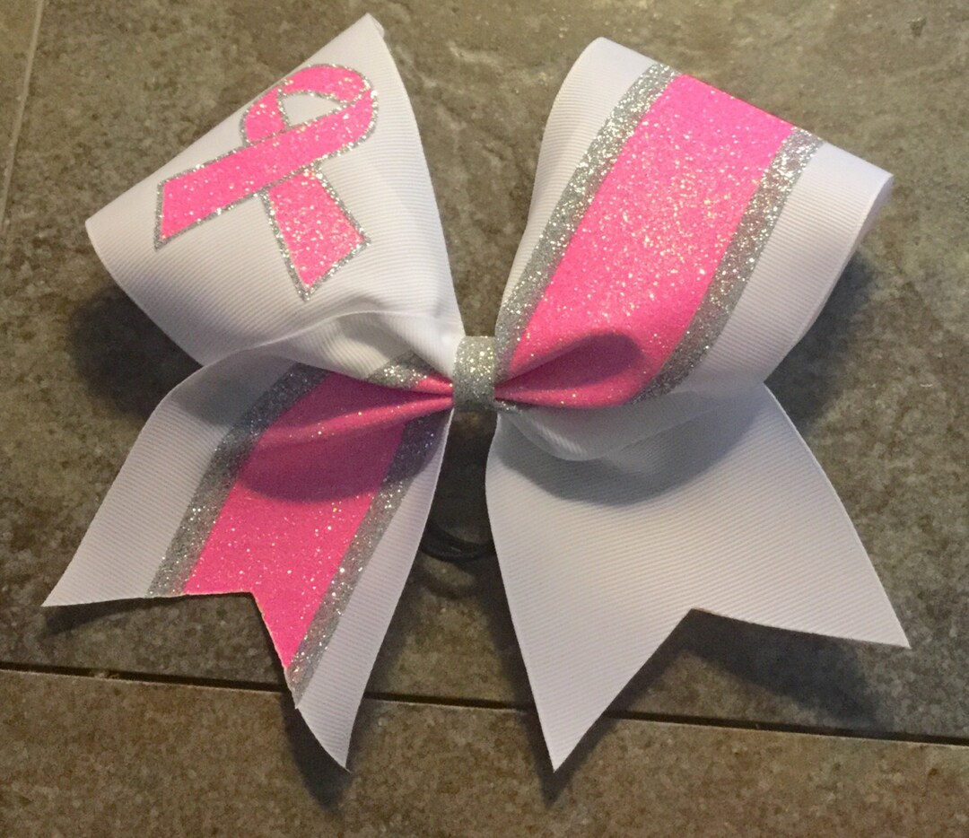 Breast Cancer Cheer Half Glitter Awareness Bow - Etsy