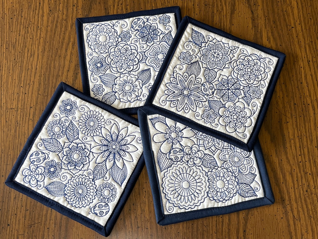Quilted Fabric Coasters, Cotton Coaster Set to Dress up Your Table ...