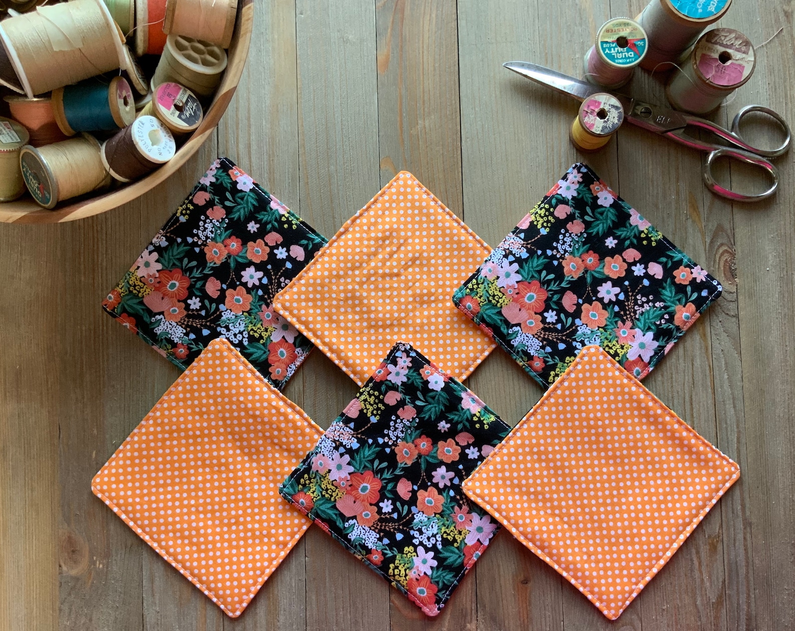 Quilted Fabric Coasters in Bright Floral Fabric Cotton - Etsy