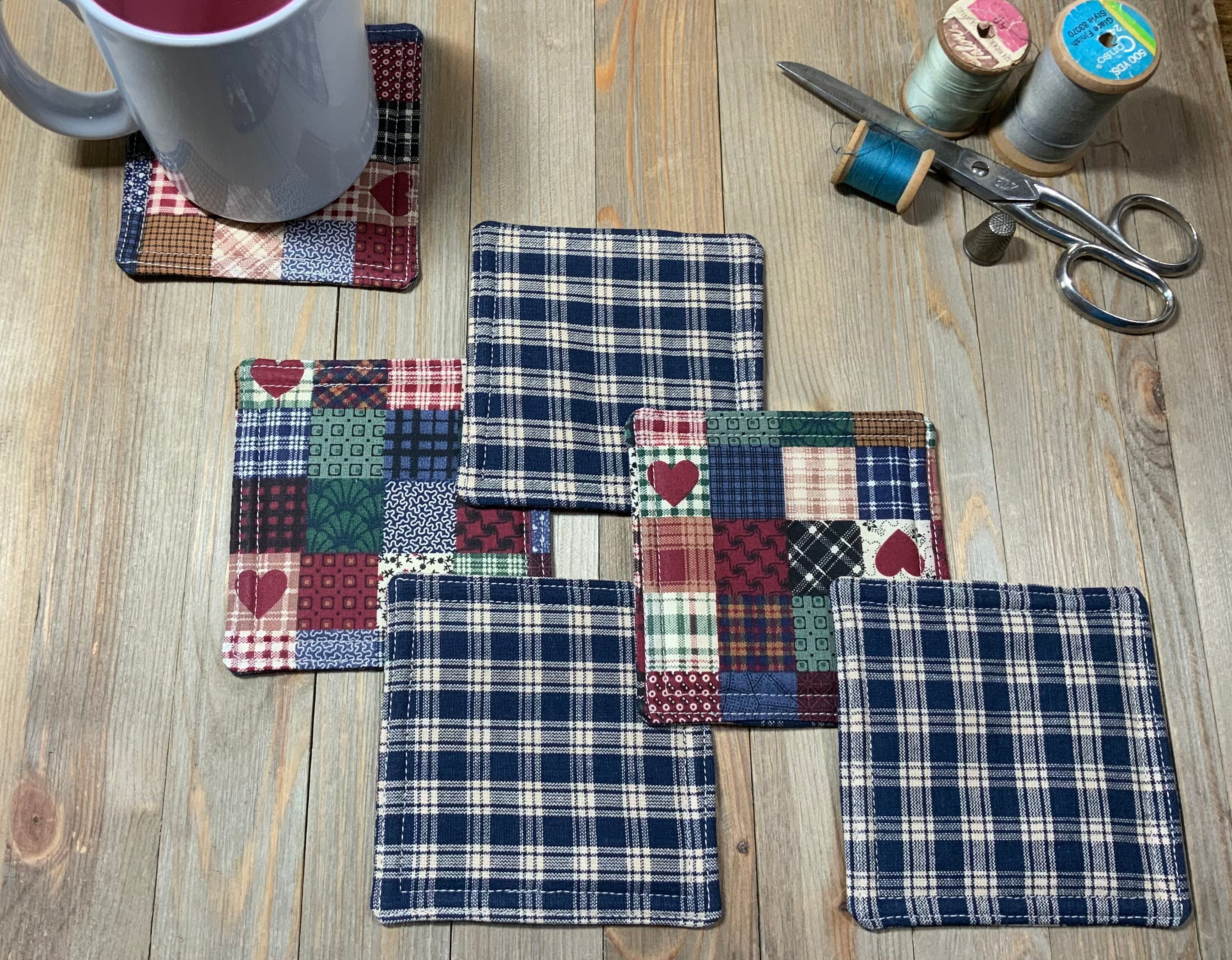 Quilted Fabric Coasters Quilt Squares Coasters Handmade - Etsy