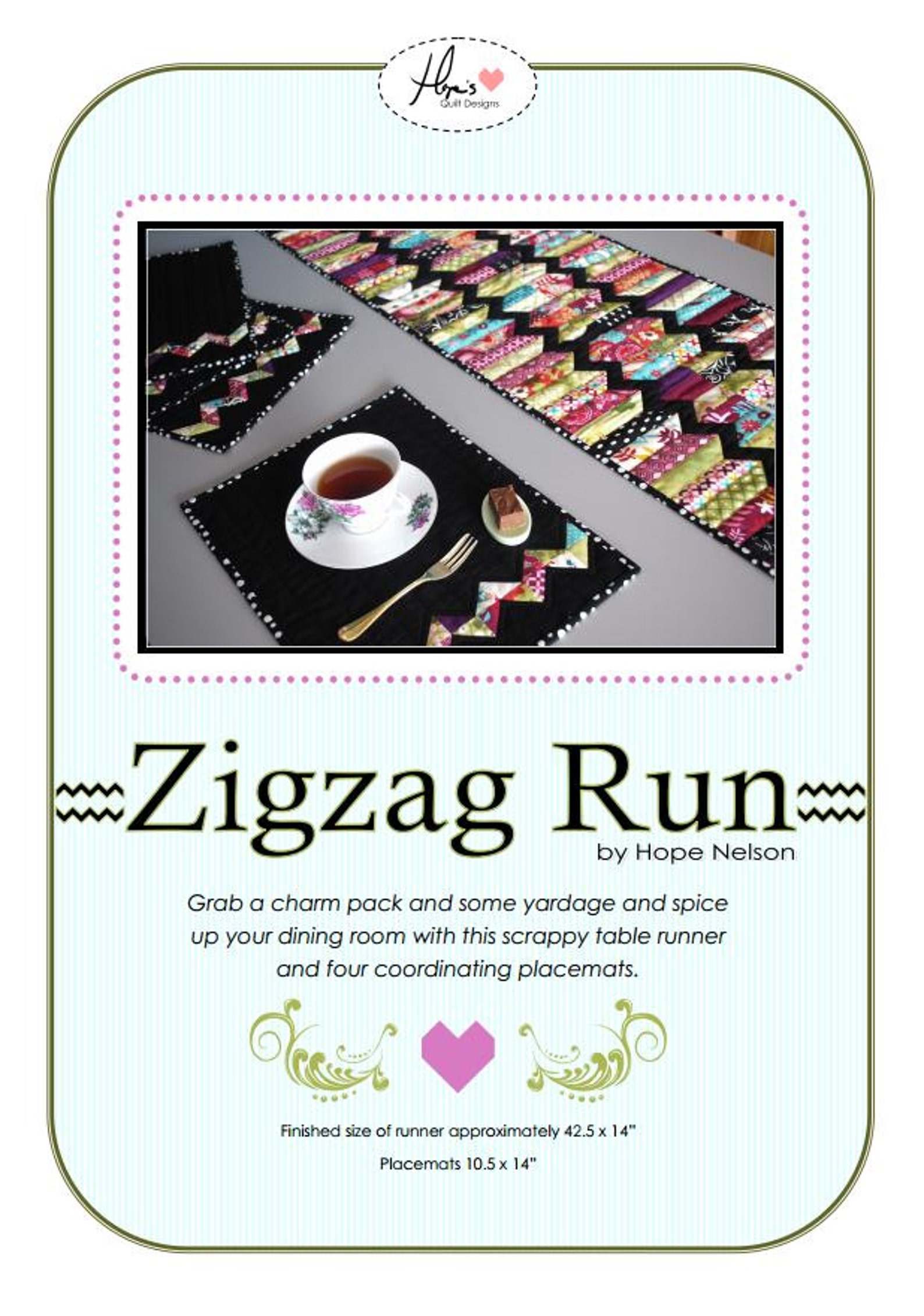 Zigzag Run Table Runner Quilt Pattern (PDF) - Charm Square Friendly ...