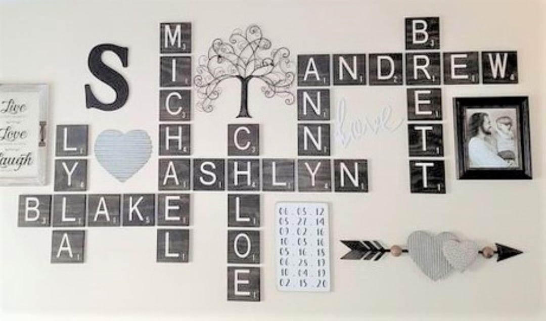 Carved Large Scrabble Wall Tiles: Custom Family Name Art - Etsy