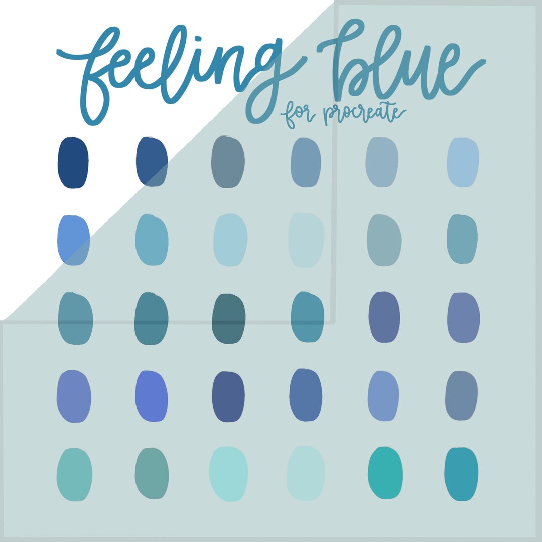 Digital Drawing Color Palette, Blue Themed Color Palette, Procreate ...