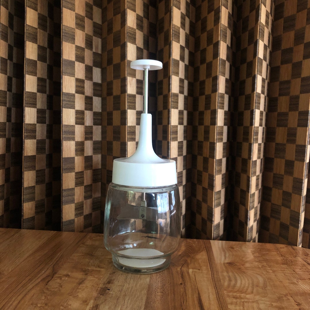 Vintage 70s Kitchen Hand Chopper White Glass Gemco Federal Housewares ...