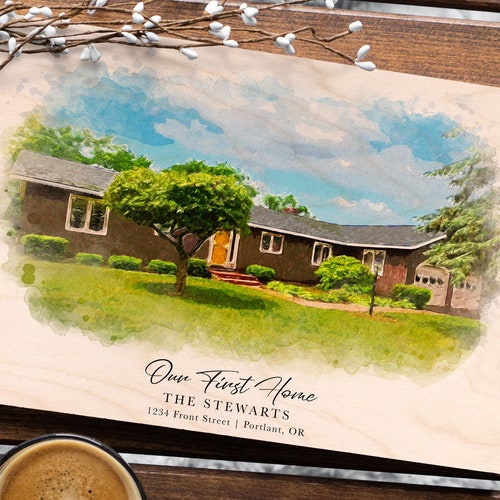 Custom Home Portrait Housewarming Gift First Home Gift Drawing - Etsy