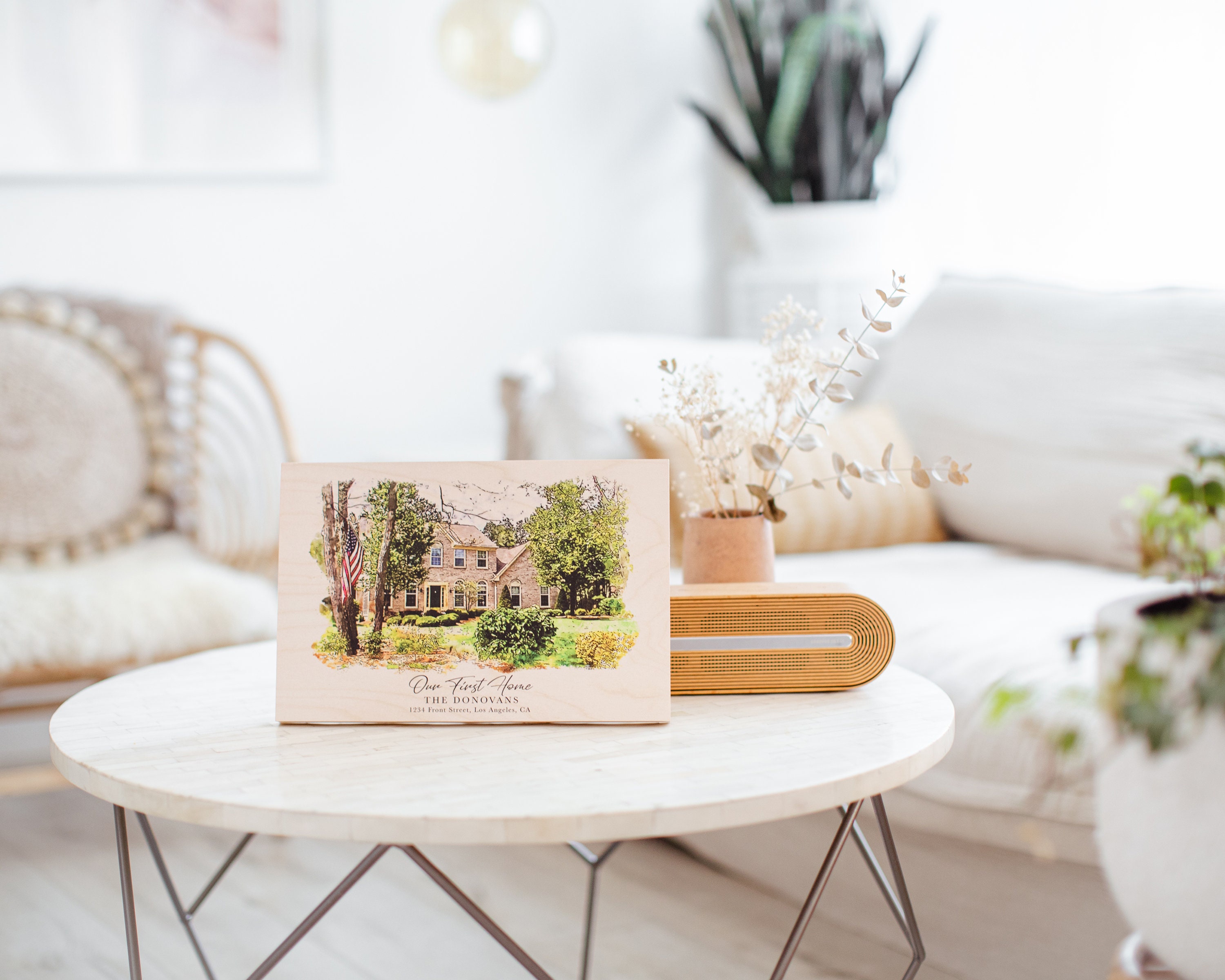 New Home Housewarming Gift Custom House Portrait Print on Wood - Etsy
