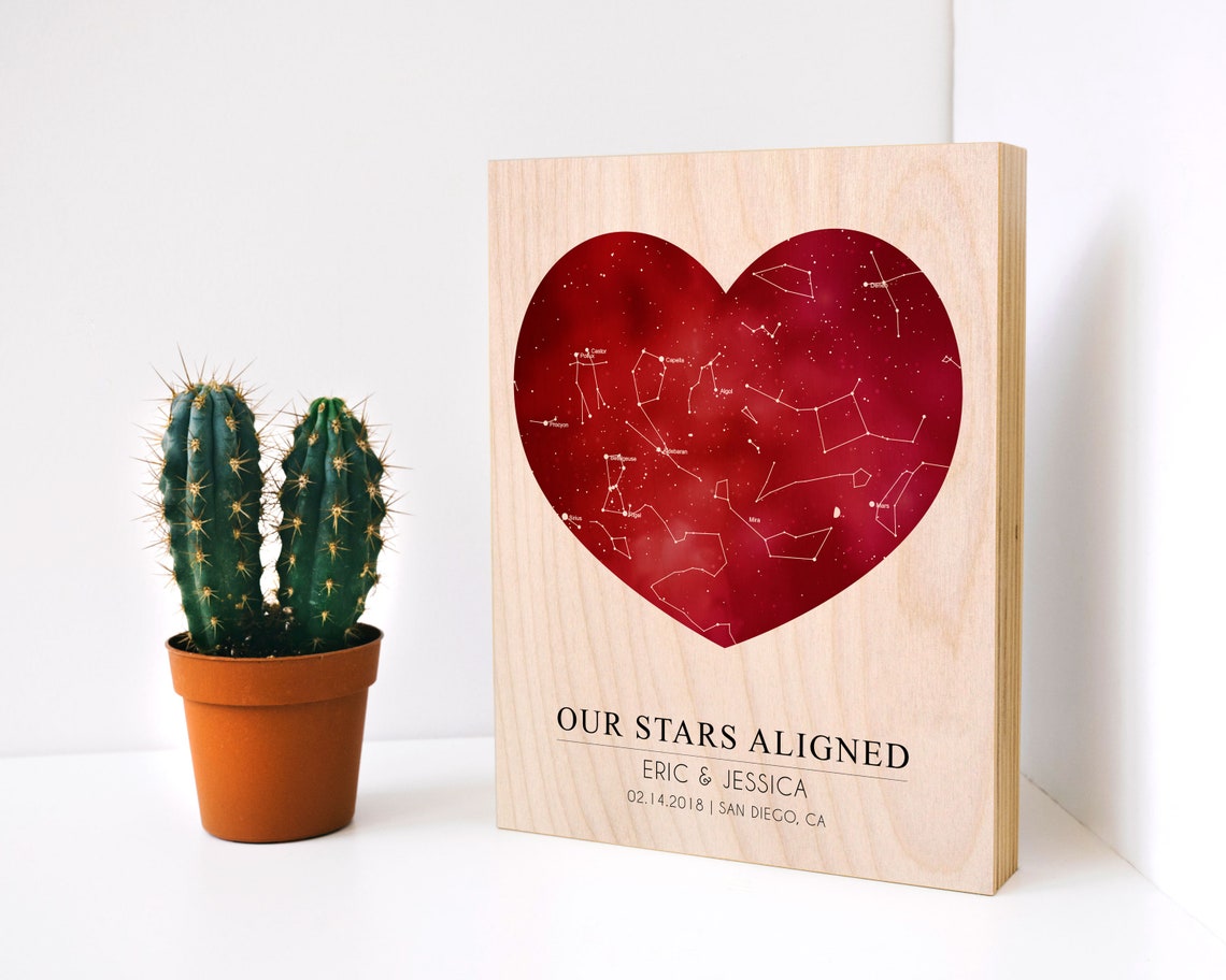 Valentines Gift for Boyfriend Star Map Heart Night Sky Print | Etsy