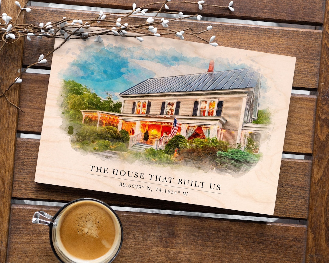 Custom House Portrait - Watercolor House Drawing Print on Wood - New ...