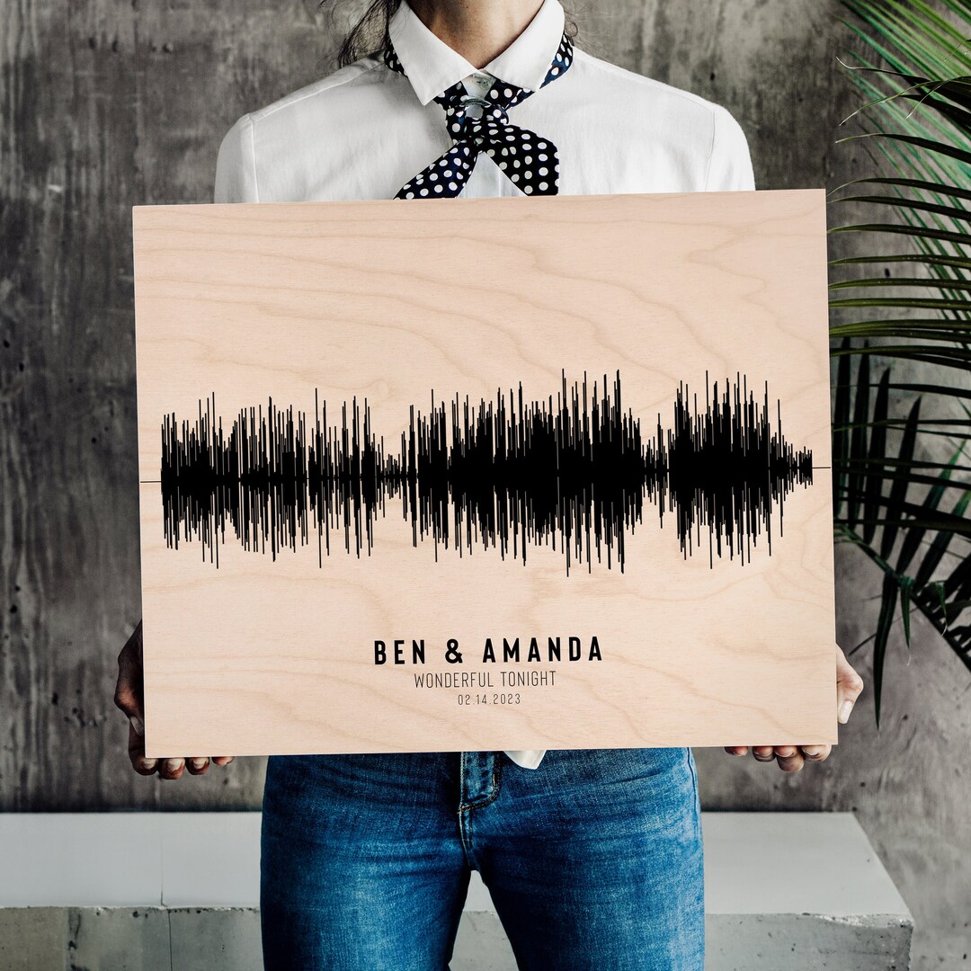 Custom Sound Wave Print on Wood Gift for Music Lover Fifth - Etsy