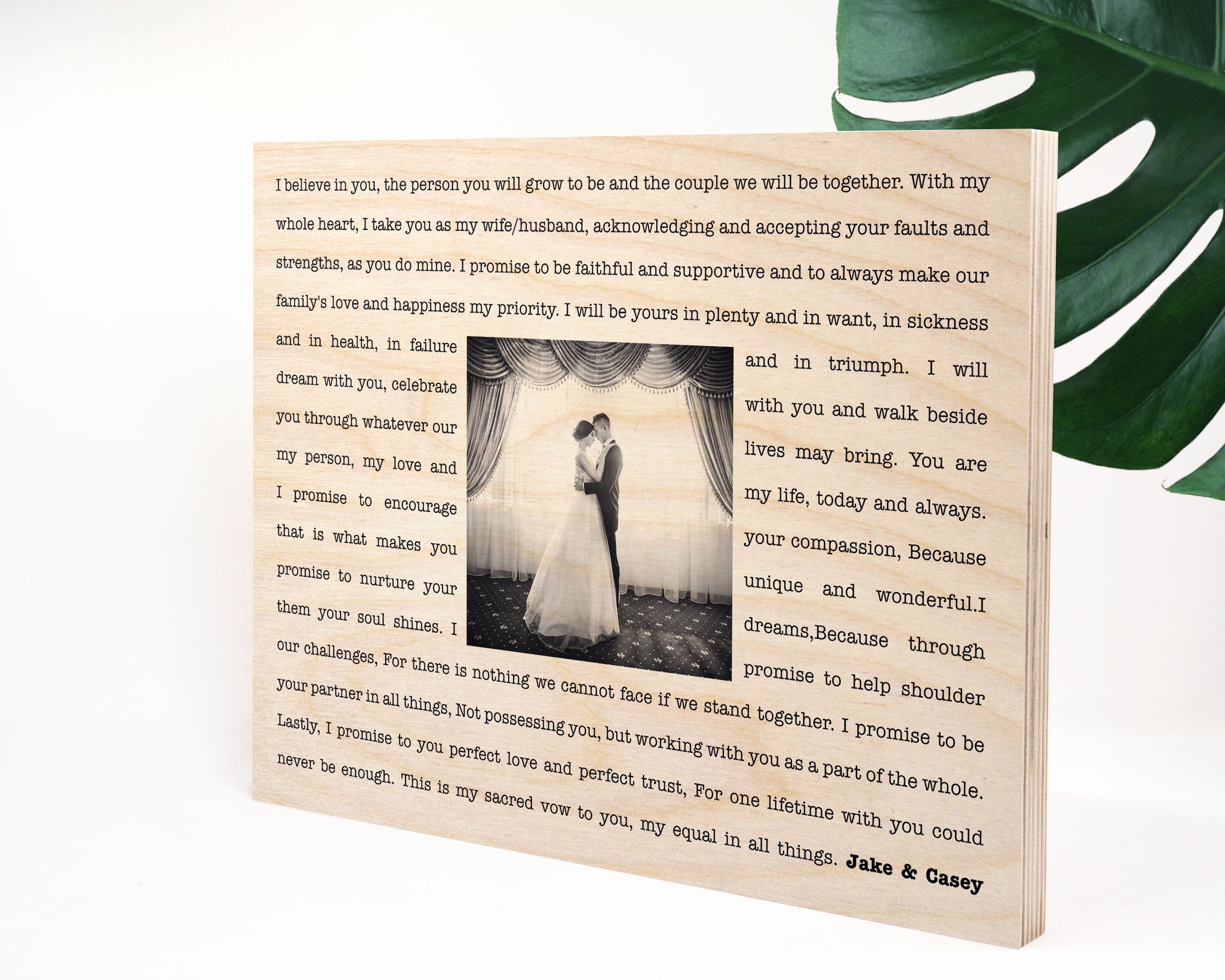 Personalized Wedding Vows Keepsake Print On Wood Wedding | Etsy