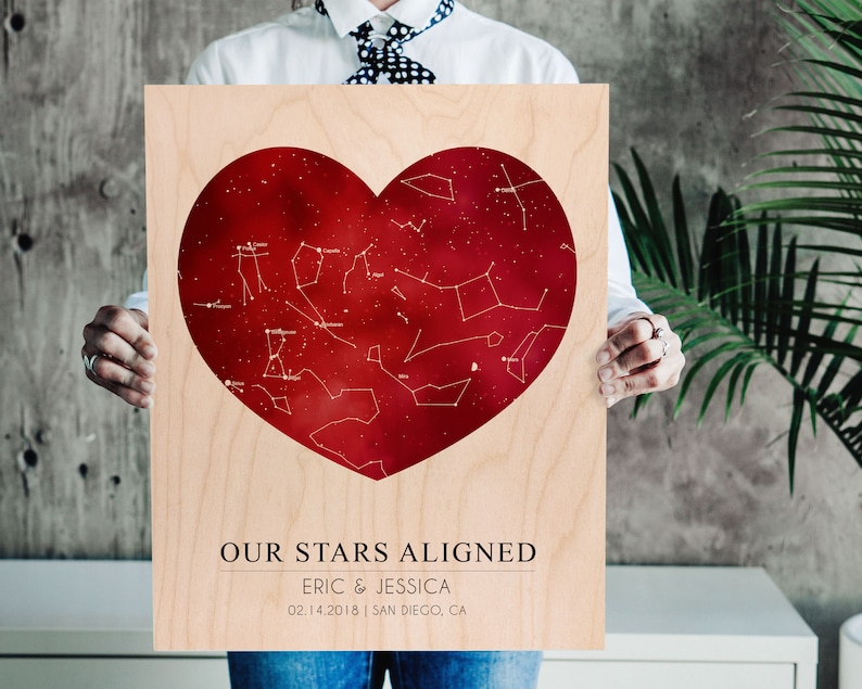 Valentines Gift for Boyfriend Star Map Heart Night Sky Print - Etsy