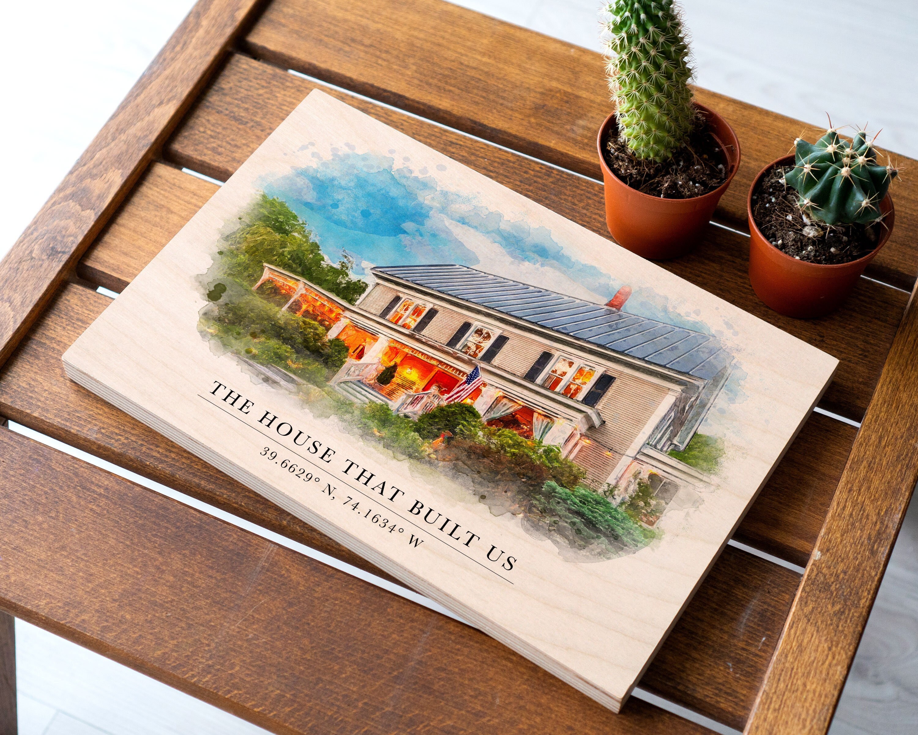 New Home Housewarming Gift Custom House Portrait Print on Wood - Etsy