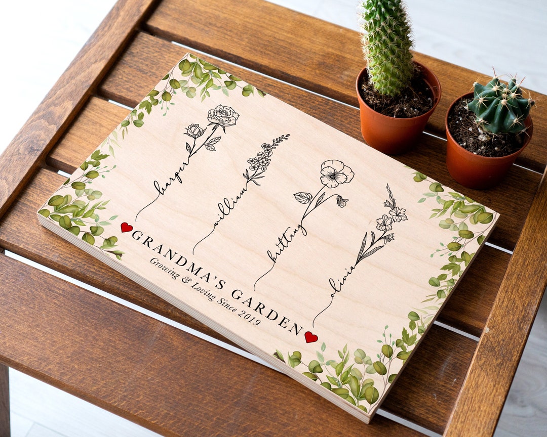 Grandmas Garden Birth Flower Sign Mothers Day Grammy Garden Wall Art ...