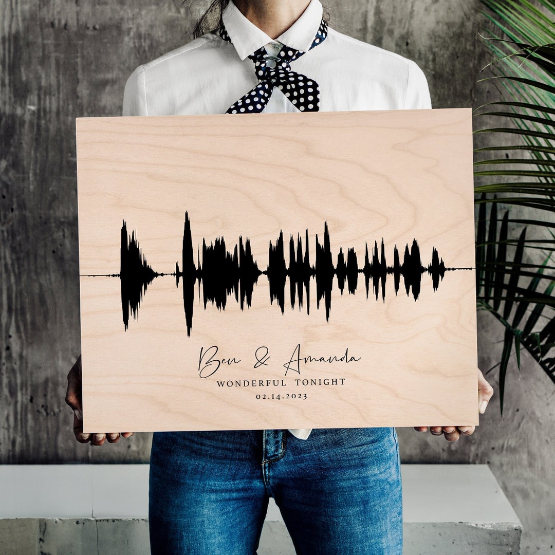Custom Sound Wave Print on Wood Gift for Music Lover Fifth Anniversary ...