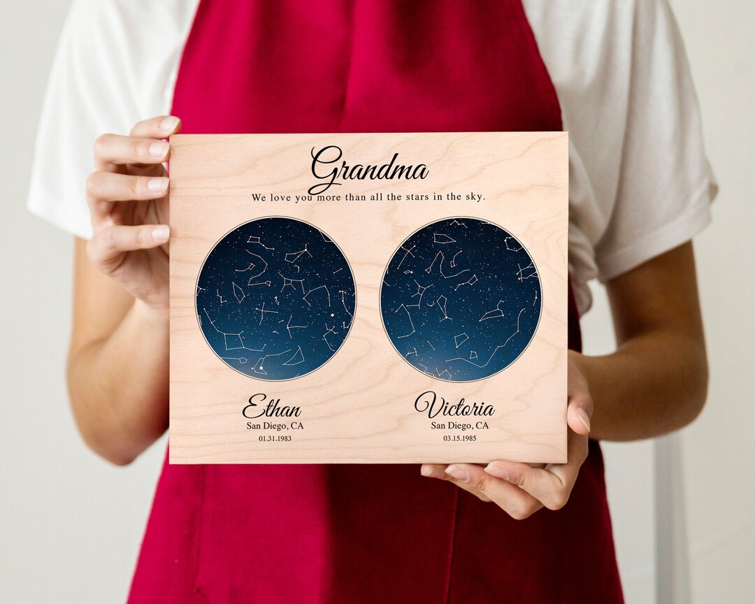 Mothers Day Gift for Grandma From Grandkids Star Map New Grandma Gift ...