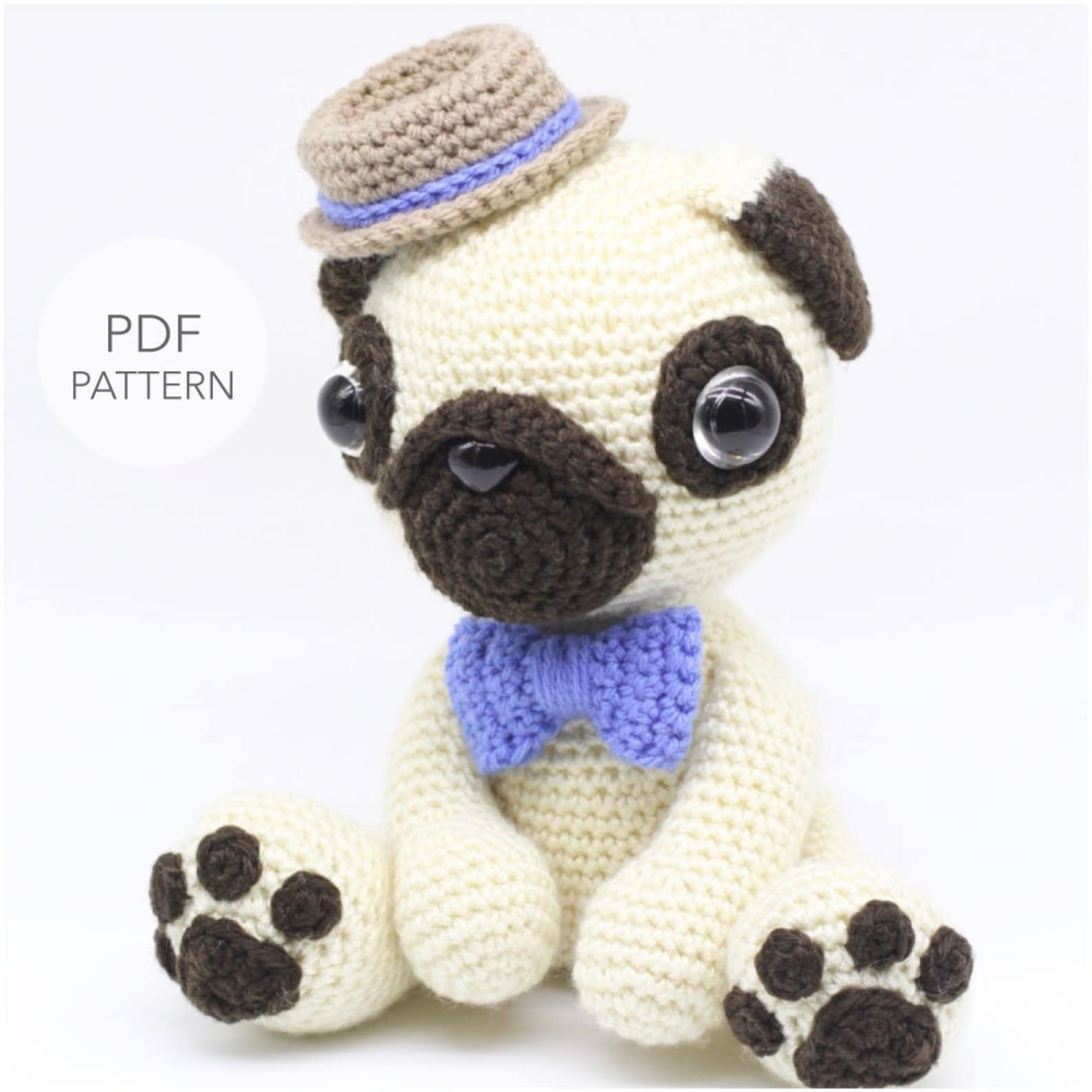 Crochet Amigurumi Pug Dog PATTERN ONLY Pugster Pdf Stuffed - Etsy Australia