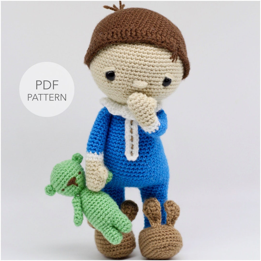 Crochet Amigurumi Boy Doll, PATTERN ONLY, Sleepy Coby, Pdf Stuffed Toy ...