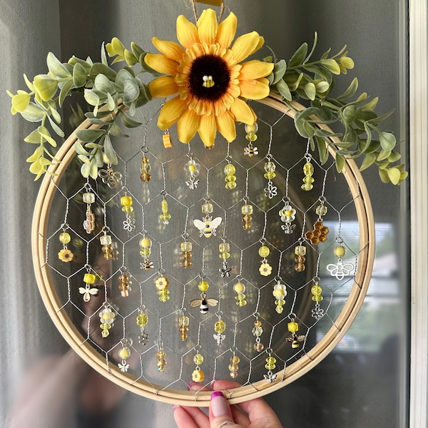 Chicken Wire Glass Bead Suncatcher - Etsy