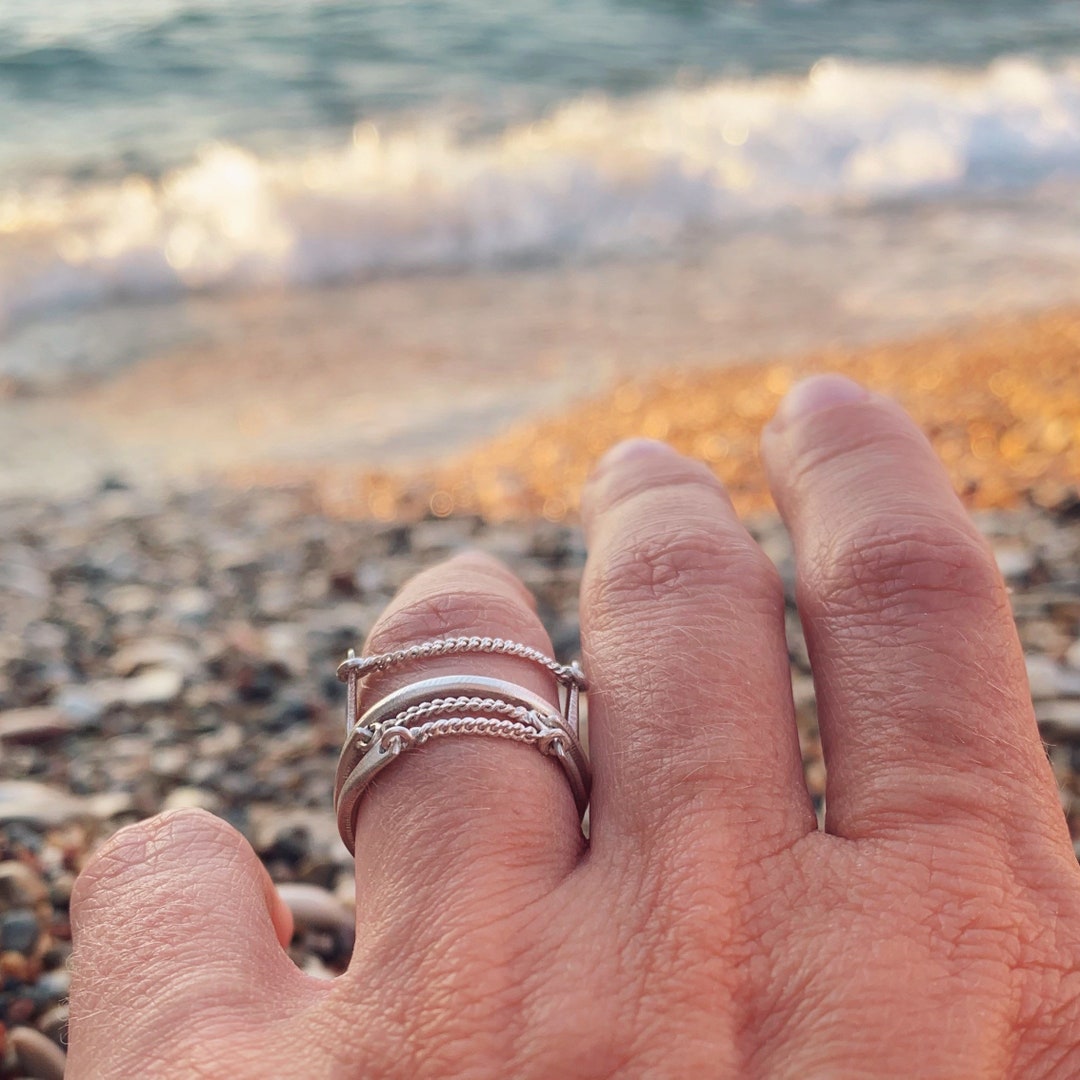 The Chain Series Silver925 Rings Chain Rings Ring Set - Etsy