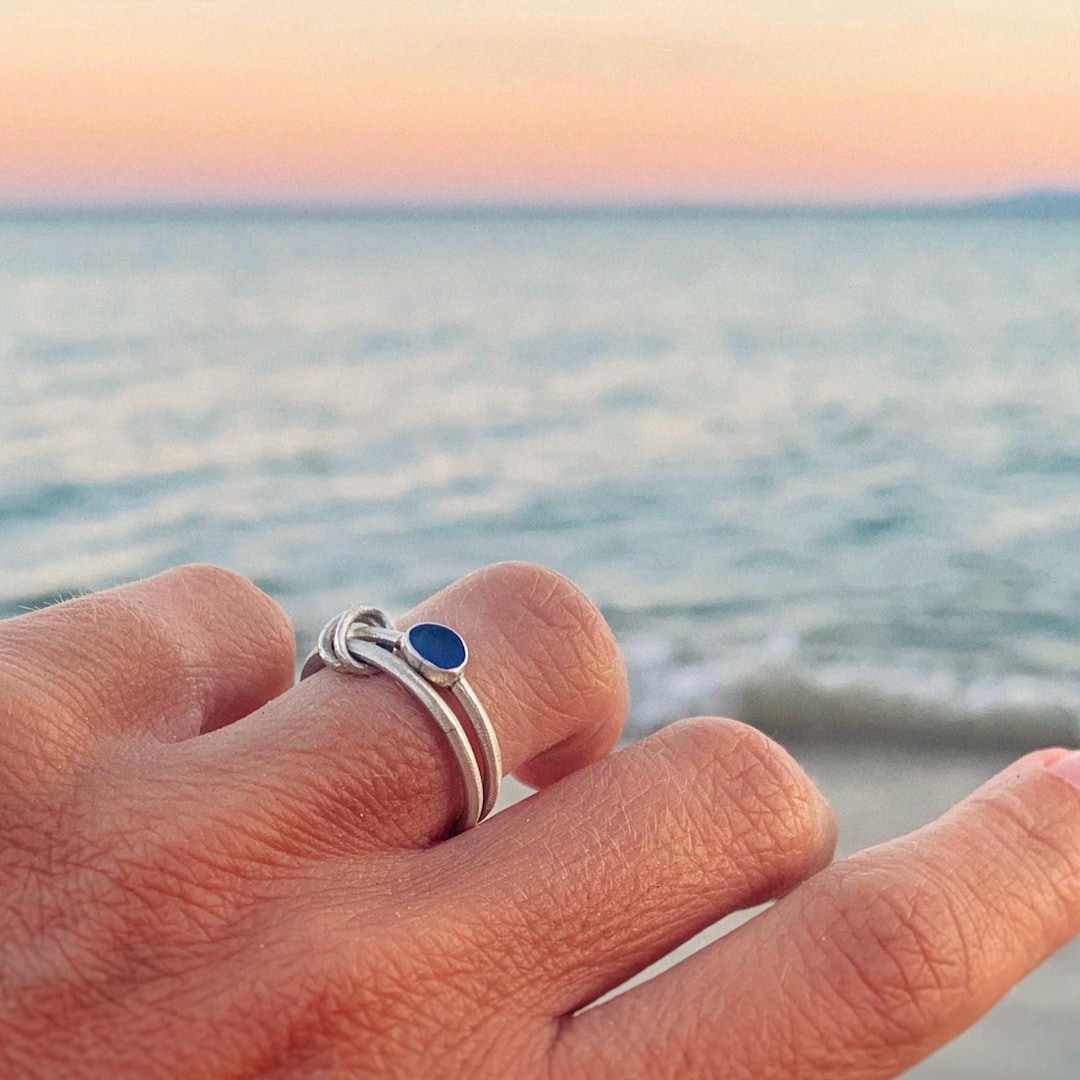 Solar System Series Blue Seaglass Silver925, Seaglass Ring - Etsy