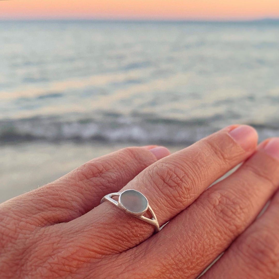 Aqua Sea Glass Silver925 Ring, Greek Islands, Seaglass Ring, Seafoam - Etsy