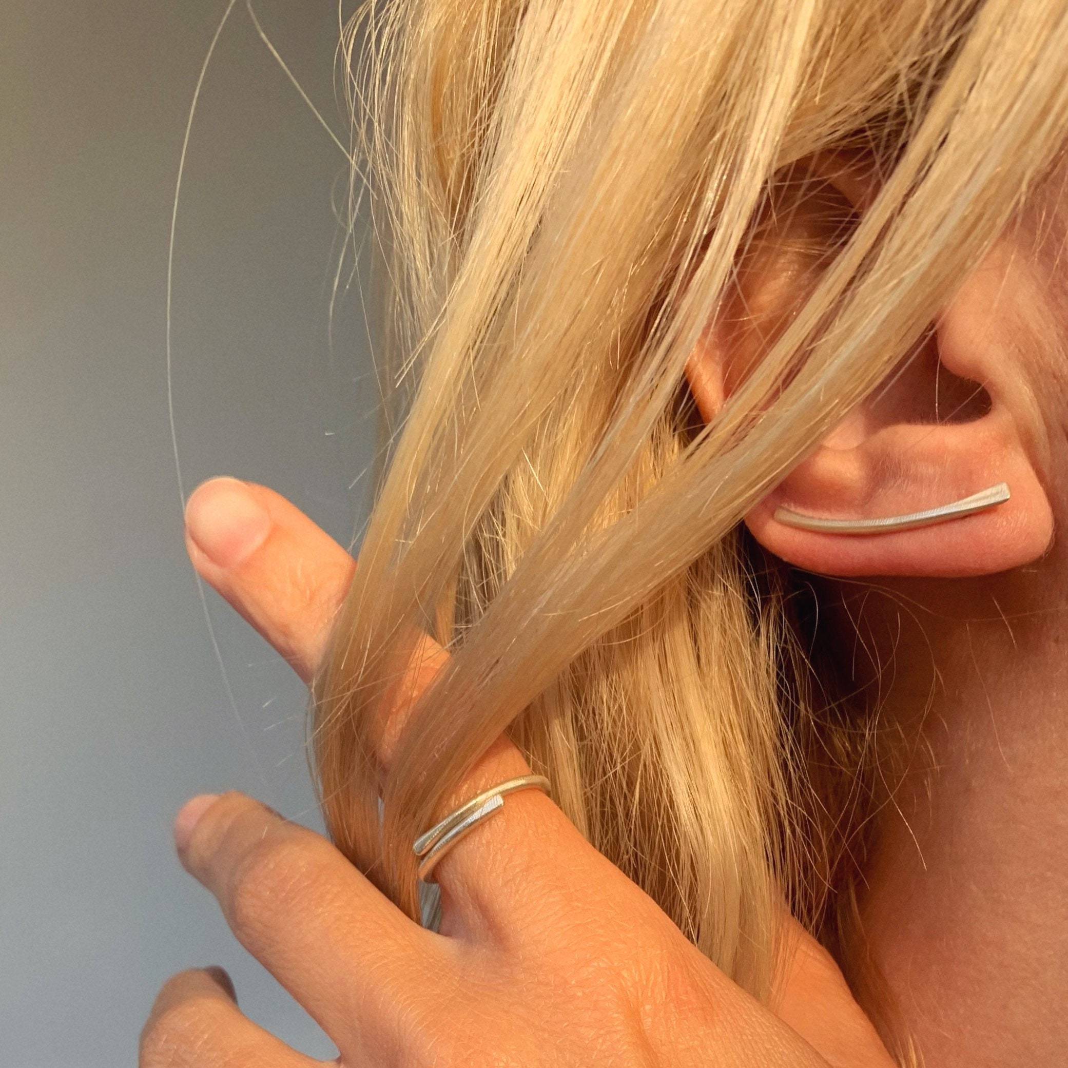 Wave Ear Climber Silver925 Minimal Earrings - Etsy