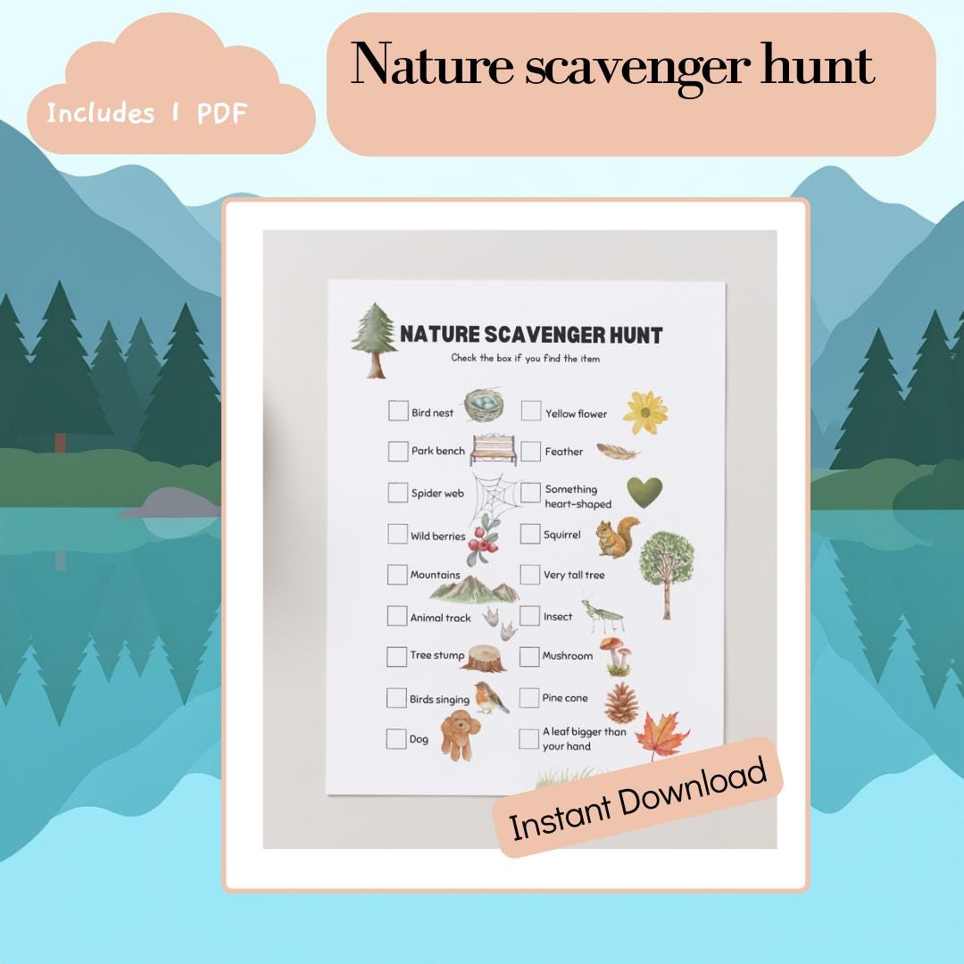 Outdoor Nature Scavenger Hunt for Kids | Instant Download - Etsy