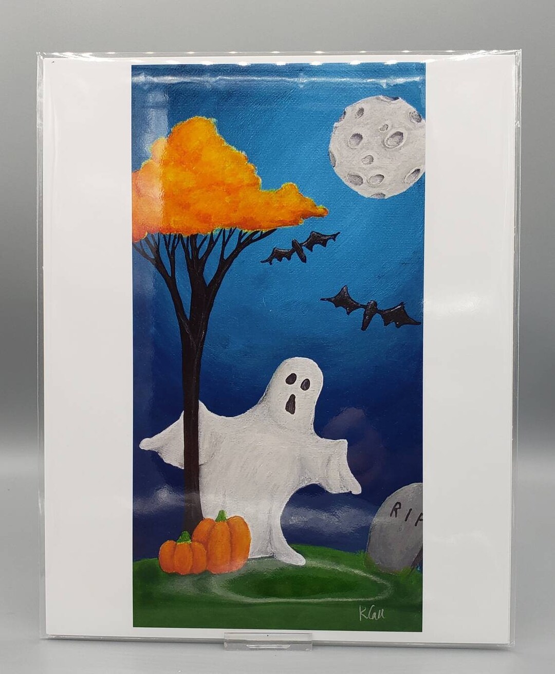 The Greeter, Get off My Lawn, Ghost, Halloween Art, Print, Graveyard ...