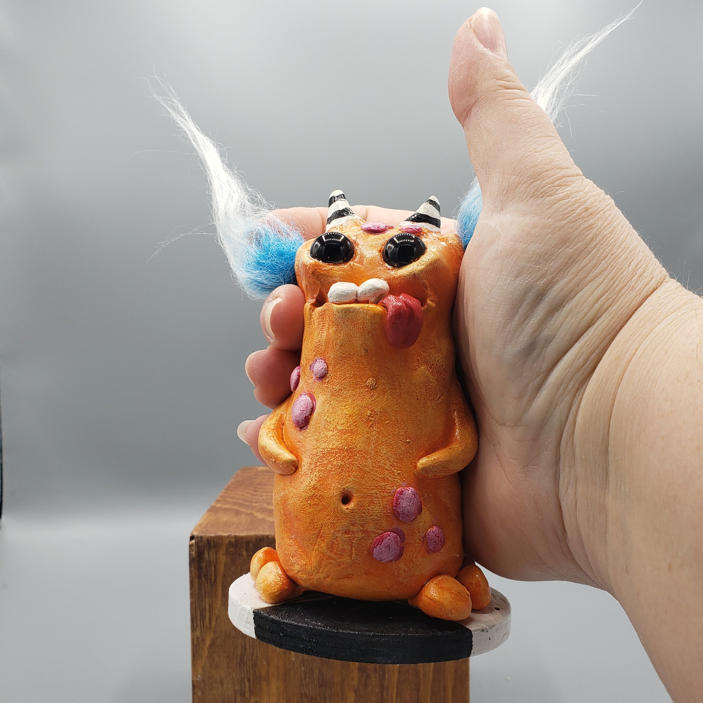 Orange Monster Sculpture Big Derp Tongue Out Arttoy Artdoll Gift Humor ...
