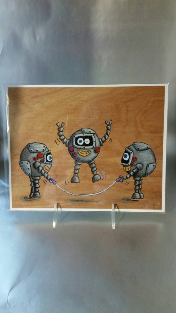 Robot Recess: Jump Rope. Robot Art. Art Print. | Etsy
