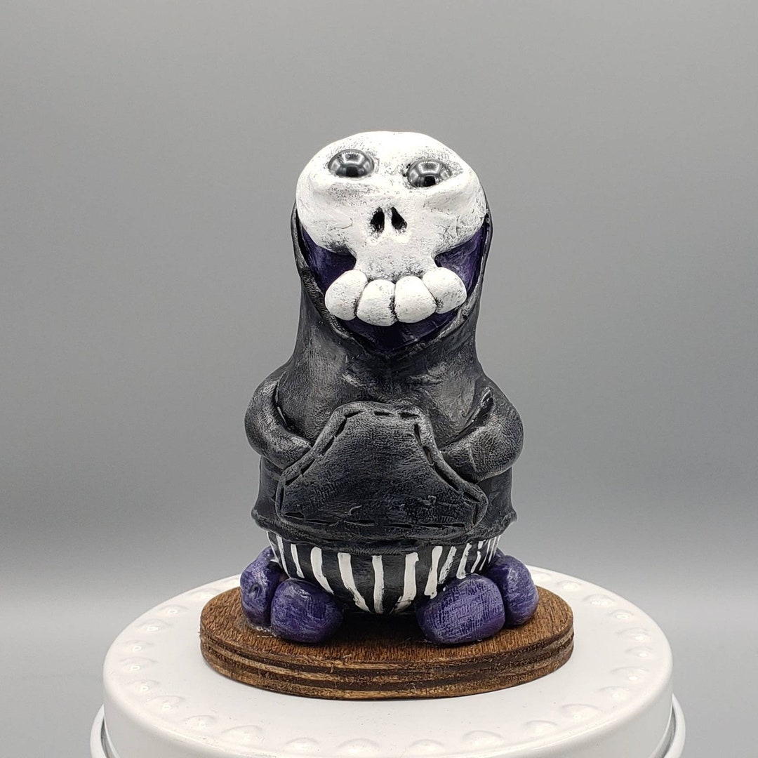 Skeleton Grim Reaper Sculpture Hoodie Polymer Clay Acrylic Paint Art ...