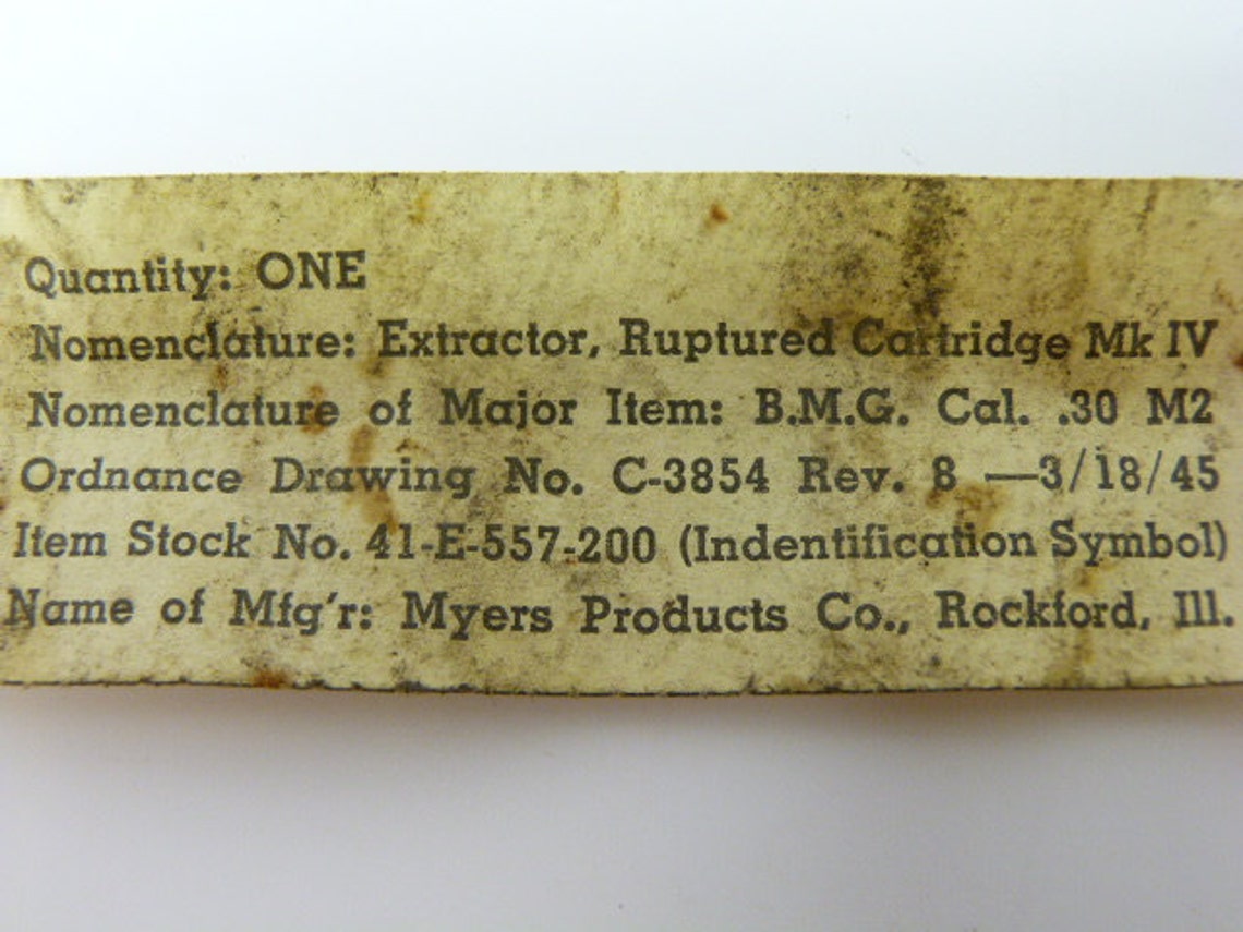 One .30cal Broken Shell Extractor Tool Browning BMG 1919 1917 1919A4 ...