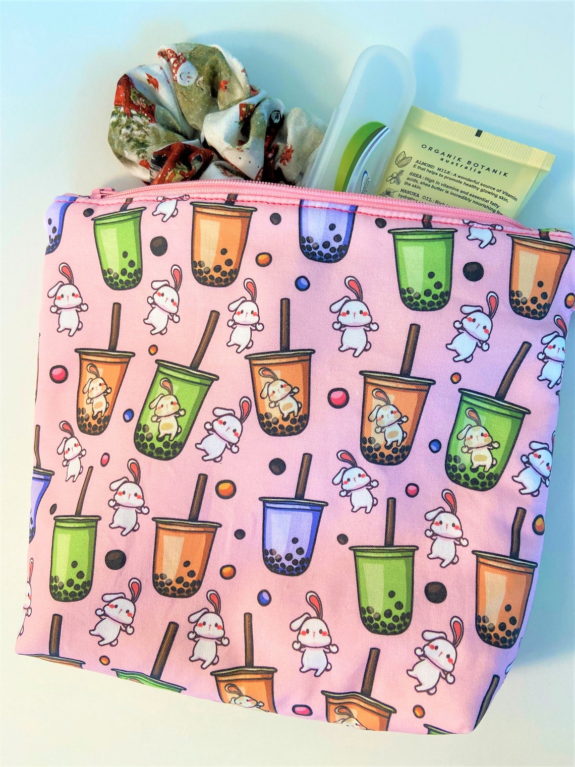 Boba Bunny Boba Tea Zipper Padded Pouch Cosmetic Bag - Etsy