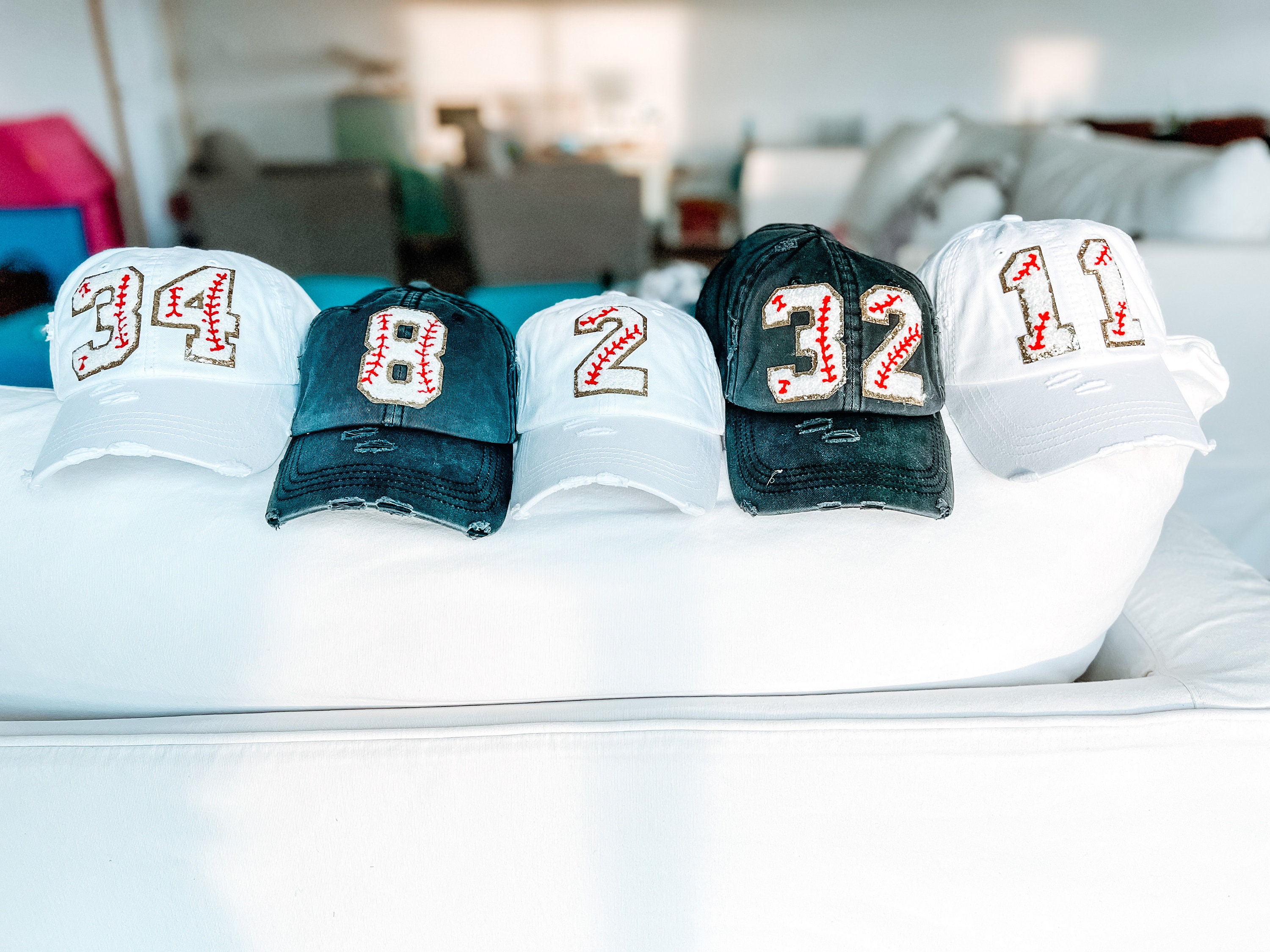 Customized Baseball Number Patch Hat for Baseball Moms With Player ...