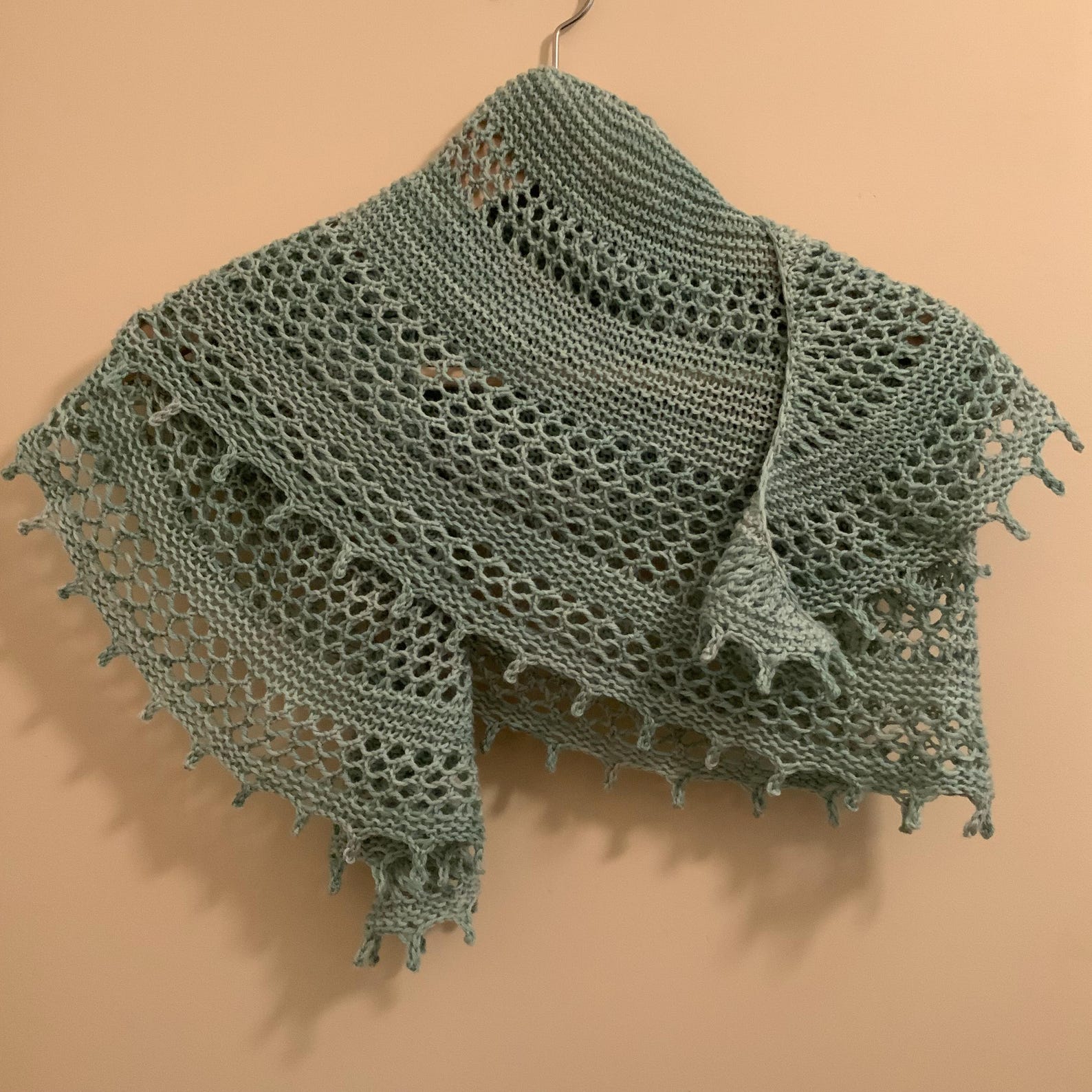 Hand Knit Shawl, Shawlette, Scarf, Pale Green, Merino Wool - Etsy