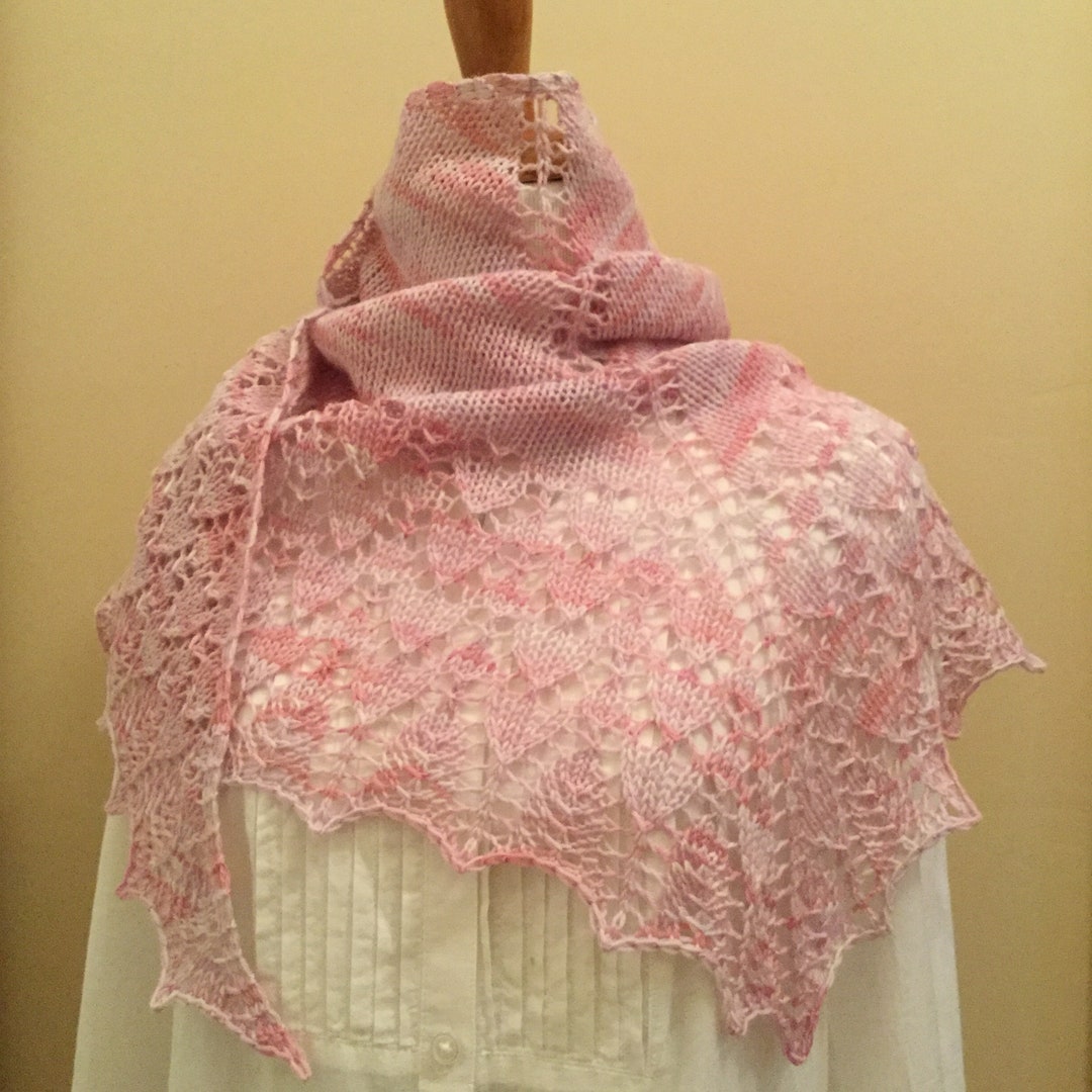 Hand Knit Shawl, Shawlette, Scarf, Pink, Merino Wool - Etsy