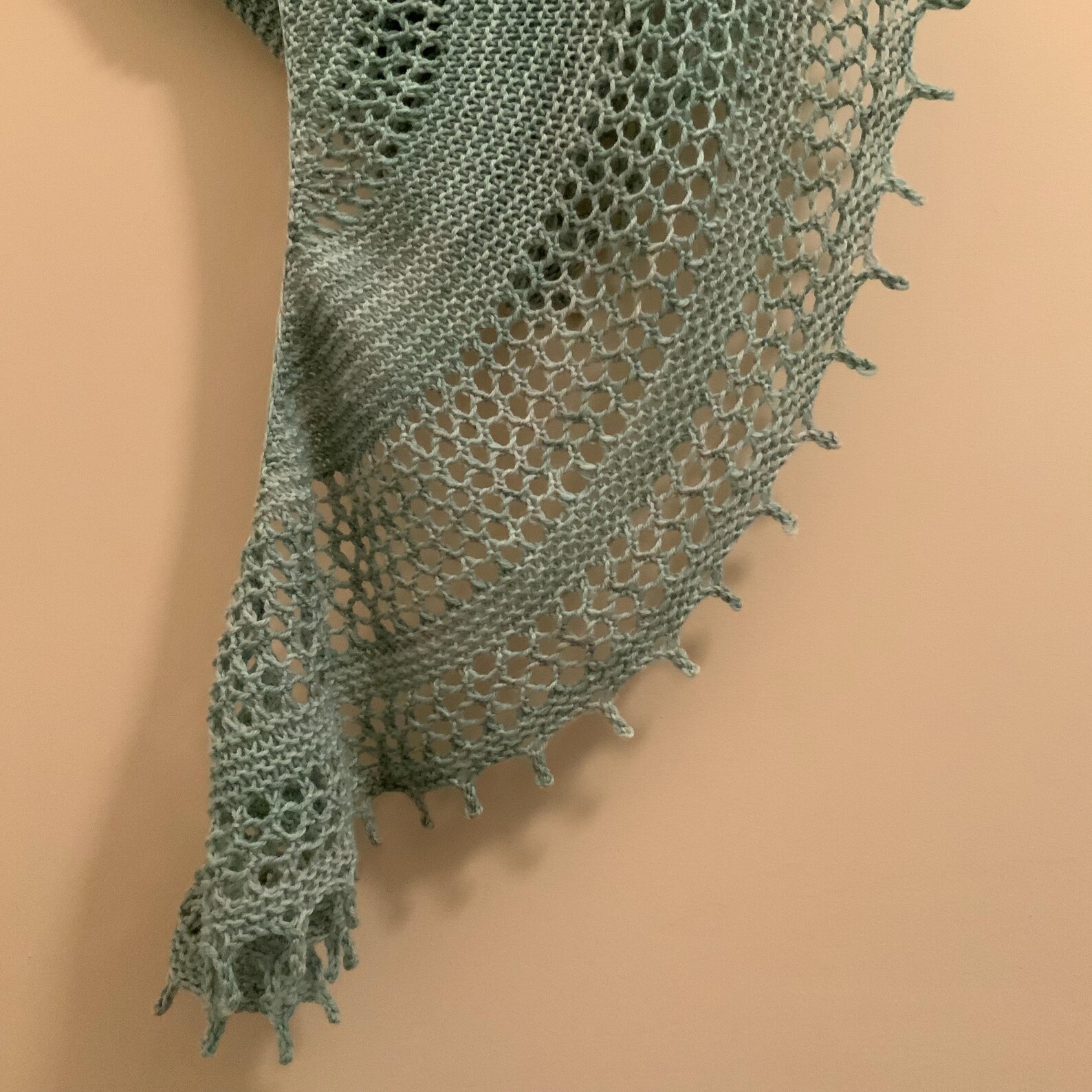 Hand Knit Shawl, Shawlette, Scarf, Pale Green, Merino Wool - Etsy