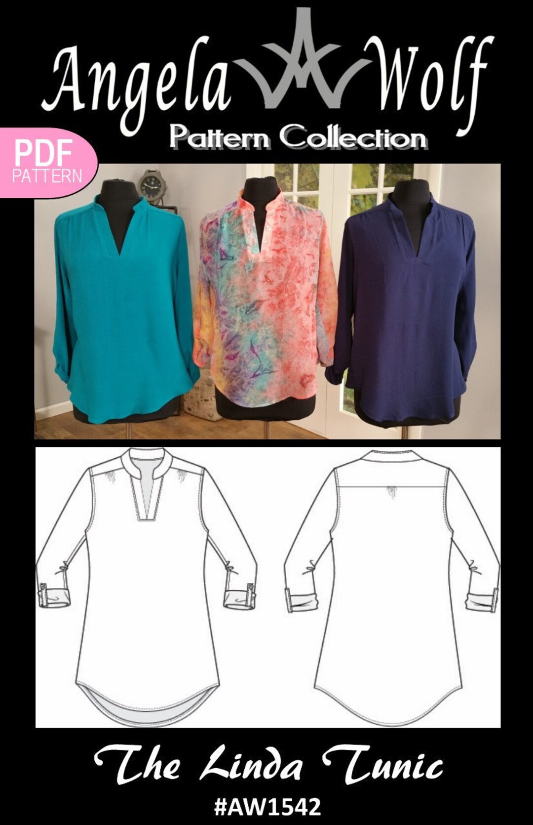 The Linda Tunic #AW1542 PDF Digital Version | Angela Wolf Patterns - Etsy